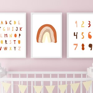 Boho Kids Nursery Set of 3 Instant Download Kids Alphabet Numbers ...