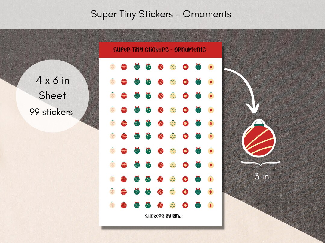 Ornaments Tiny Stickers | Cute Planner Stickers | Teeny Assorted ...