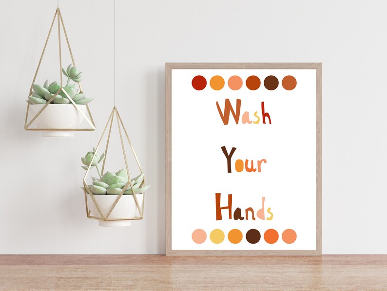 Boho Kids Wash Your Hands Instant Download Neutral Colors | Etsy