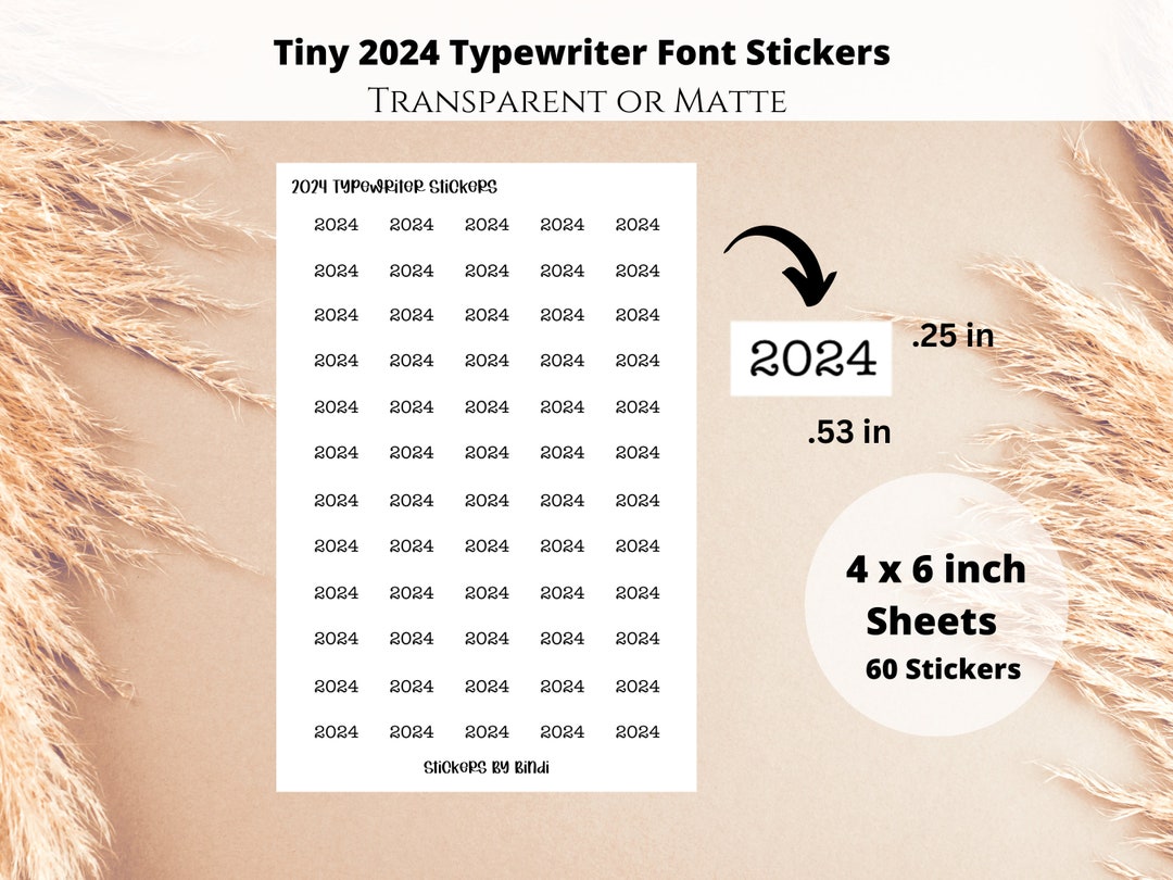 Tiny 2024 Planner Stickers - Typewriter Font | Small 2024 Stickers ...