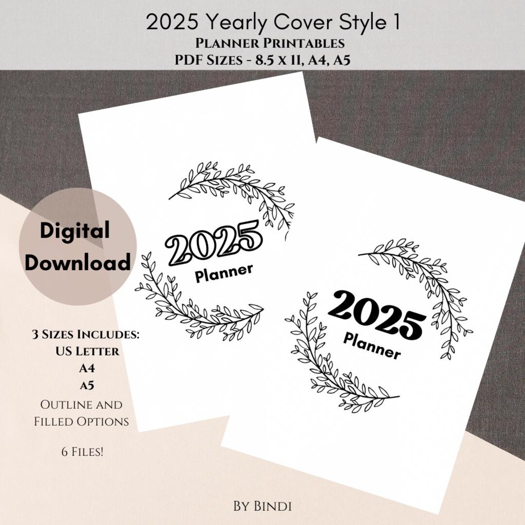 2025 Cover Printable Style 1 | US Letter, A4 and A5 Size | Digital ...
