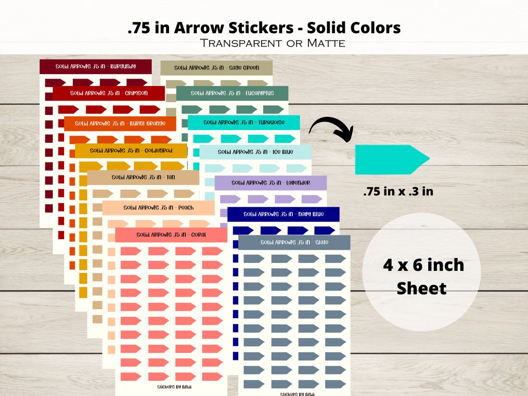 Solid Arrow Stickers .75 Inch Arrow Planner Stickers Classic Color ...