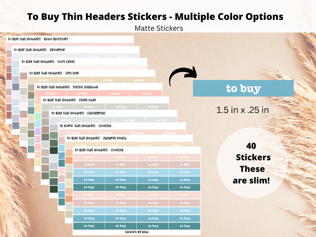 To Buy Thin Header Stickers - Multiple Colors | 1.5 in Planner Stickers ...