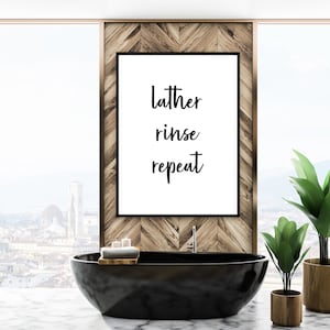 Lather Rinse Repeat Instant Download Printable Art Minimalist Bathroom ...