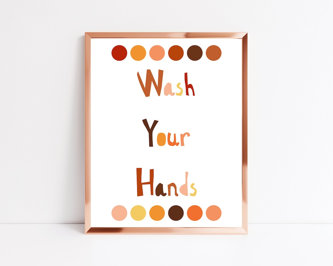 Boho Kids Wash Your Hands Instant Download Neutral Colors Bathroom ...