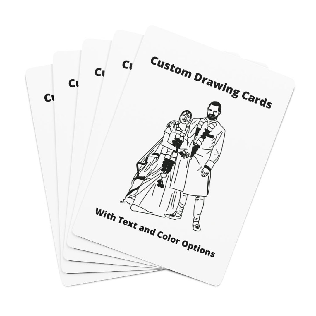 Custom Line Drawing Playing Cards | Line Drawing Couple Gift ...