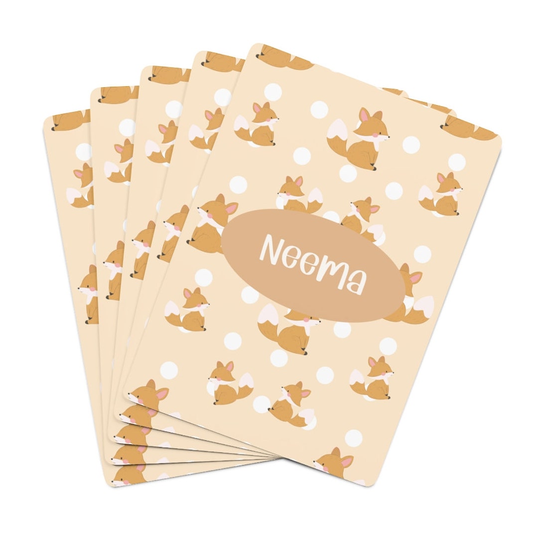 Baby Fox Playing Cards | Custom Name Cards | Personalized Card Deck ...