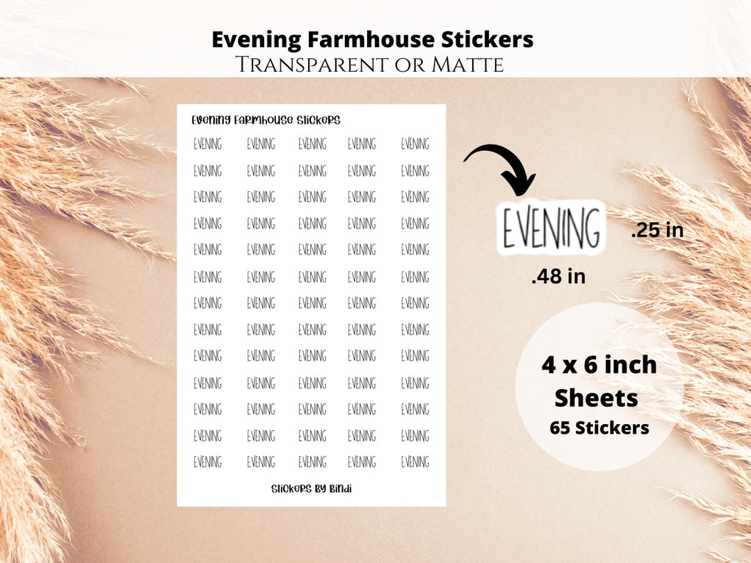 Evening Planner Stickers Farmhouse Style Script Stickers Functional ...