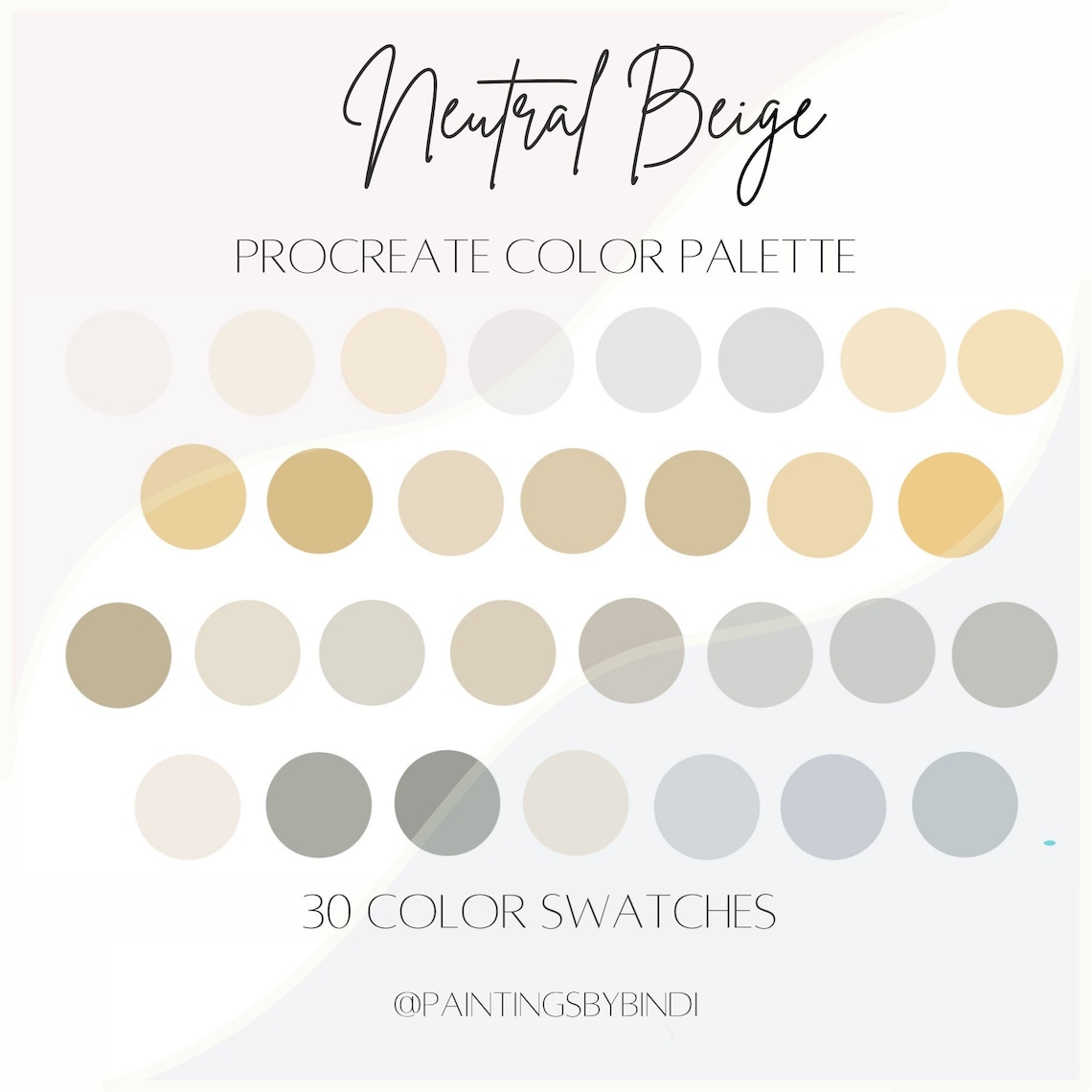Neutral Beige Procreate Color Palette 30 Color Swatches | Etsy