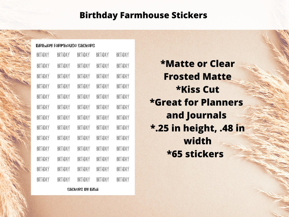 Birthday Stickers Farmhouse Style Birthday Planner - Etsy
