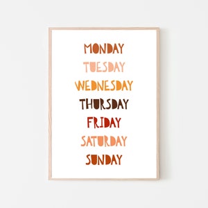 Boho Kids Days of Week Instant Download - Scandinavian Kid's Room ...