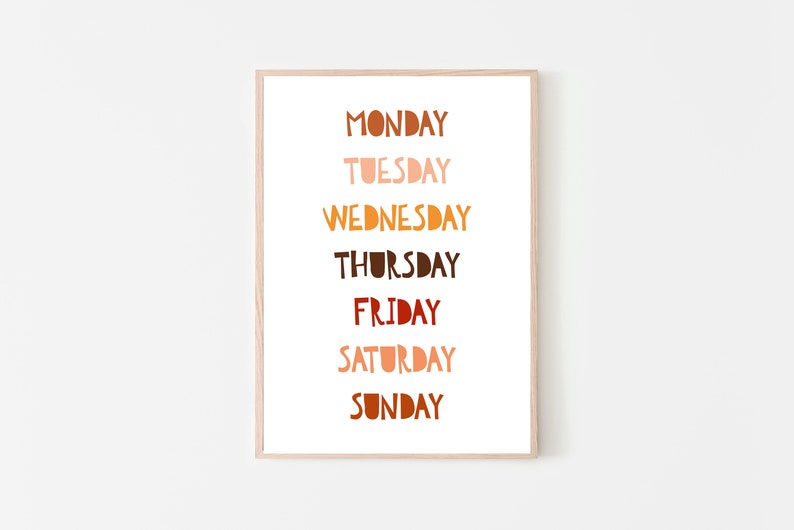 Boho Kids Days of Week Instant Download Scandinavian | Etsy