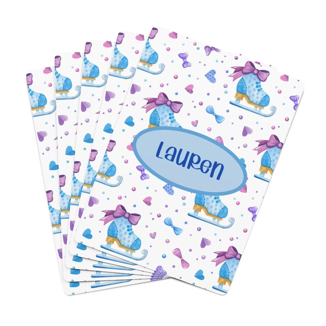 Ice Skating Playing Cards | Custom Name Cards | Personalized Winter ...