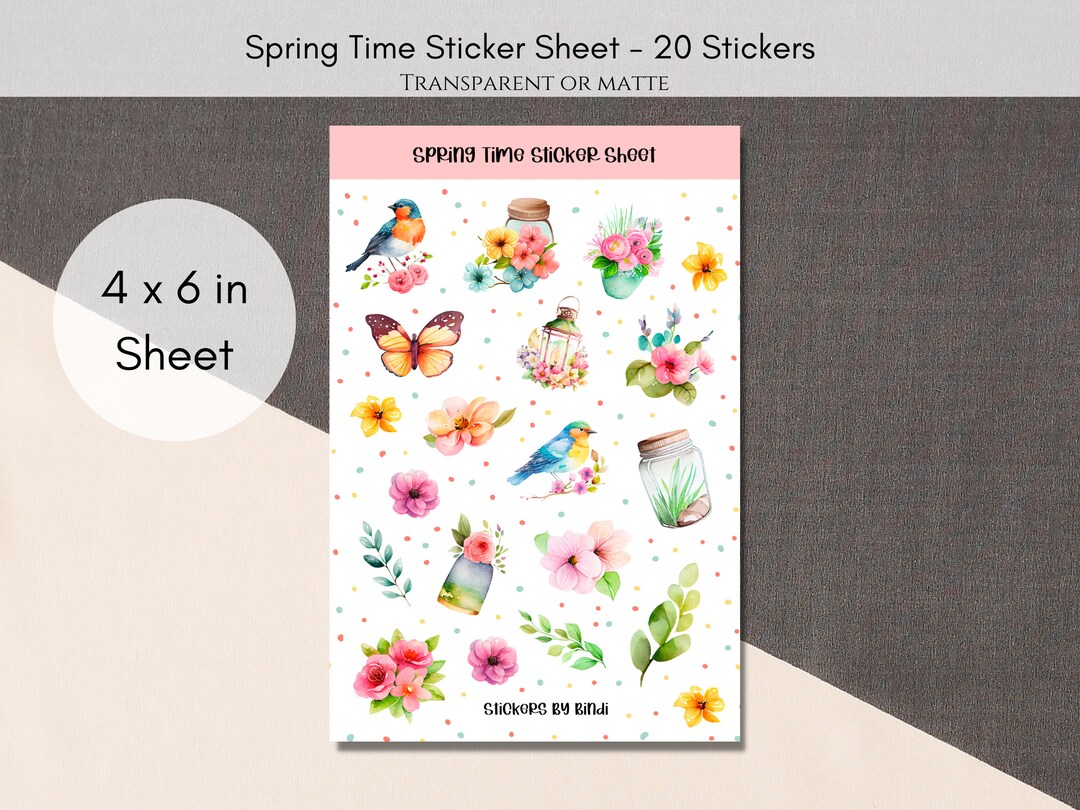 Spring Time Sticker Sheet | Floral Planner Stickers | Bird Assorted ...