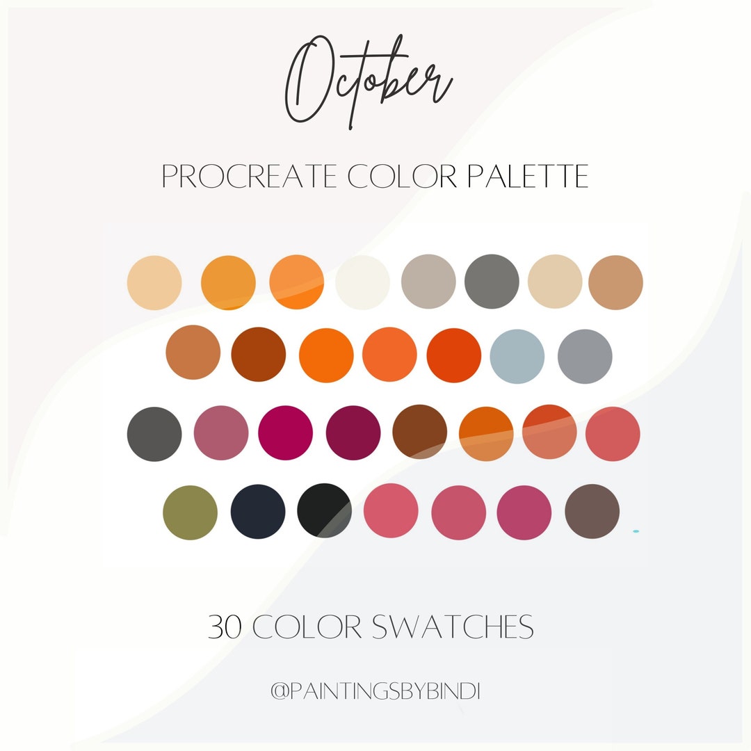 October Procreate Color Palette | 30 Color Swatches | iPad Illustration ...