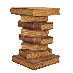 Book Stack Table 20"-waxed/gold, Hand Carved, Solid Wood, Side Table ...