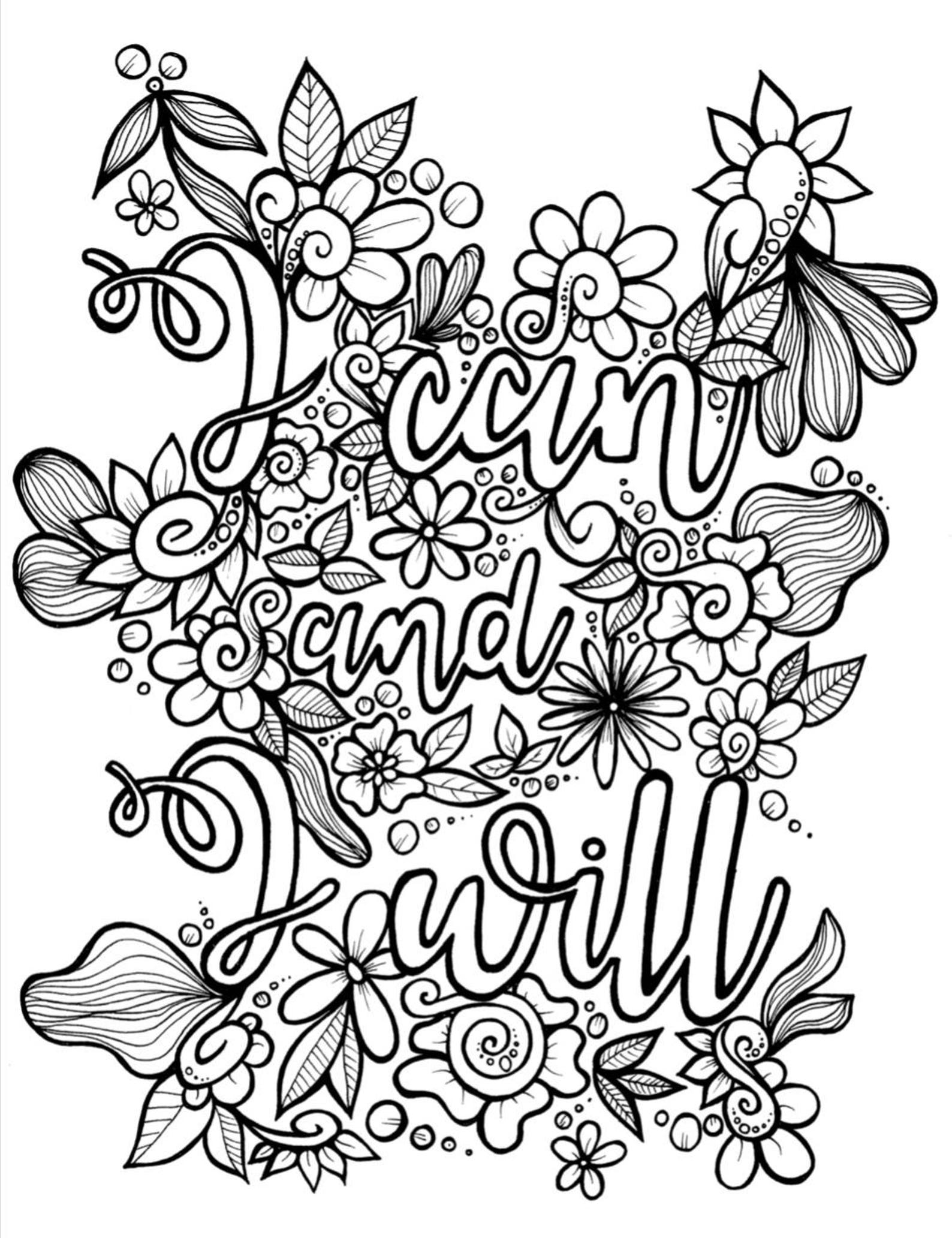 Lettering i Can and I Will PDF Coloring Page - Etsy