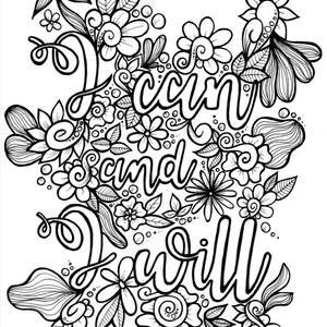 Lettering "i Can and I Will" PDF Coloring Page - Etsy