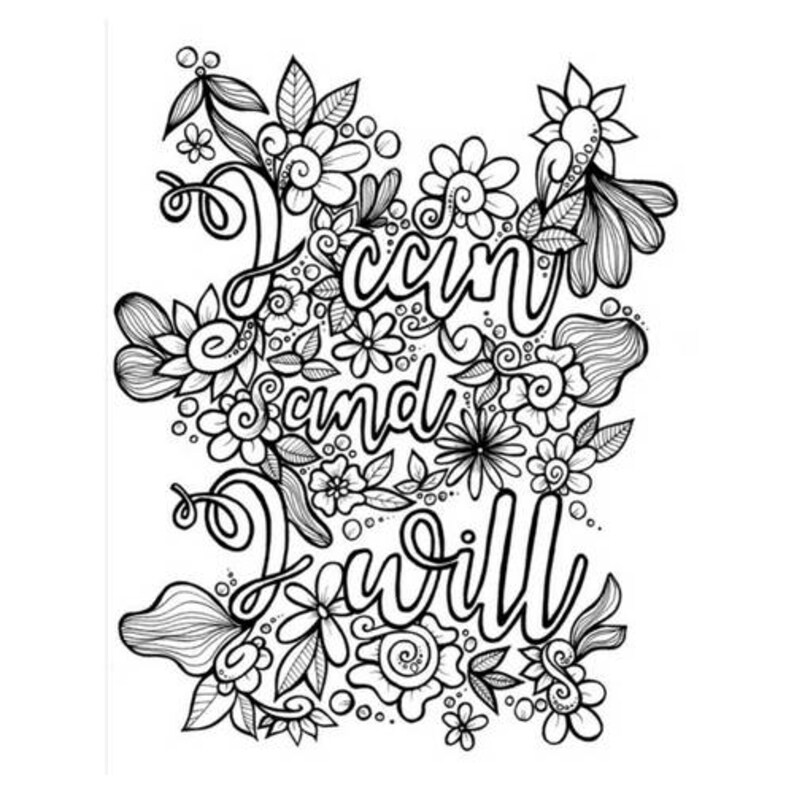 Lettering "i Can and I Will" PDF Coloring Page - Etsy