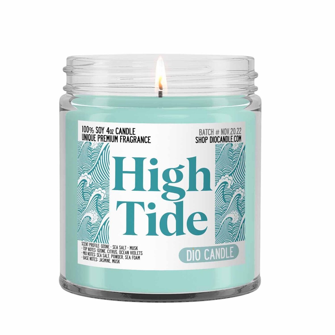 High Tide Scented Candle - Smells Like Ozone, Sea Salt and Musk - Dio ...