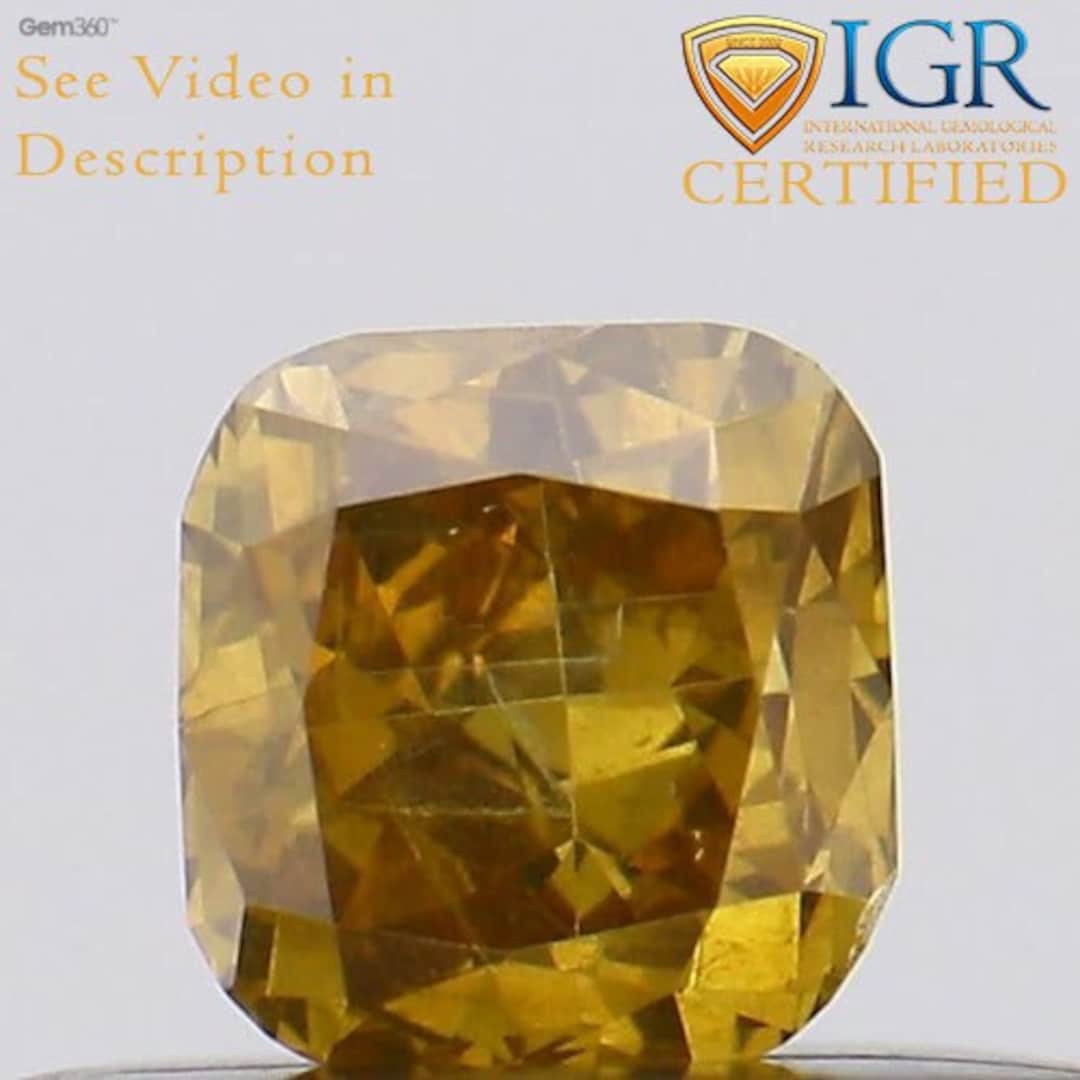 0.27 Cts. CERTIFIED Modified Cushion Cut SI3 Vivid Orangish Brown Color ...