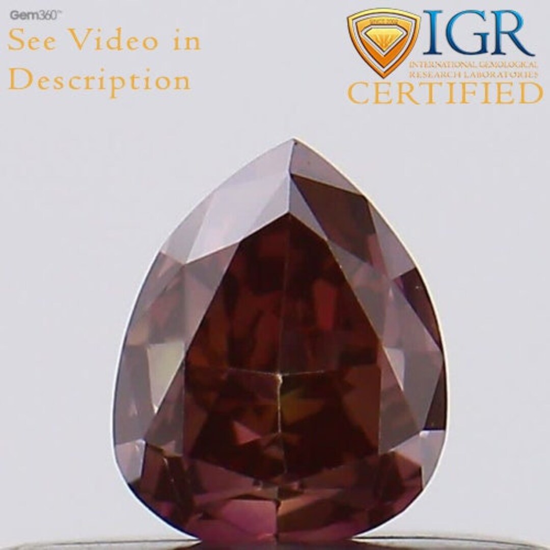 0.26 Cts. CERTIFIED Modified Pear Cut VS2 Vivid Pinkish Purple Color ...