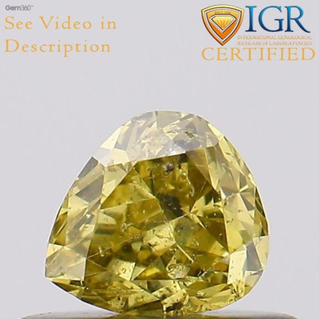 0.35 Cts. CERTIFIED Modified Pear Cut SI3 Intense Yellow Color Loose ...