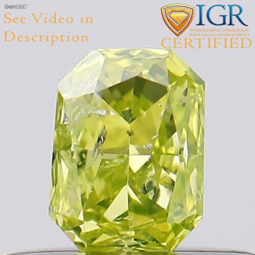 0.28 Cts. CERTIFIED Modified Radiant Cut SI2 Intense Lemon Yellow Color ...