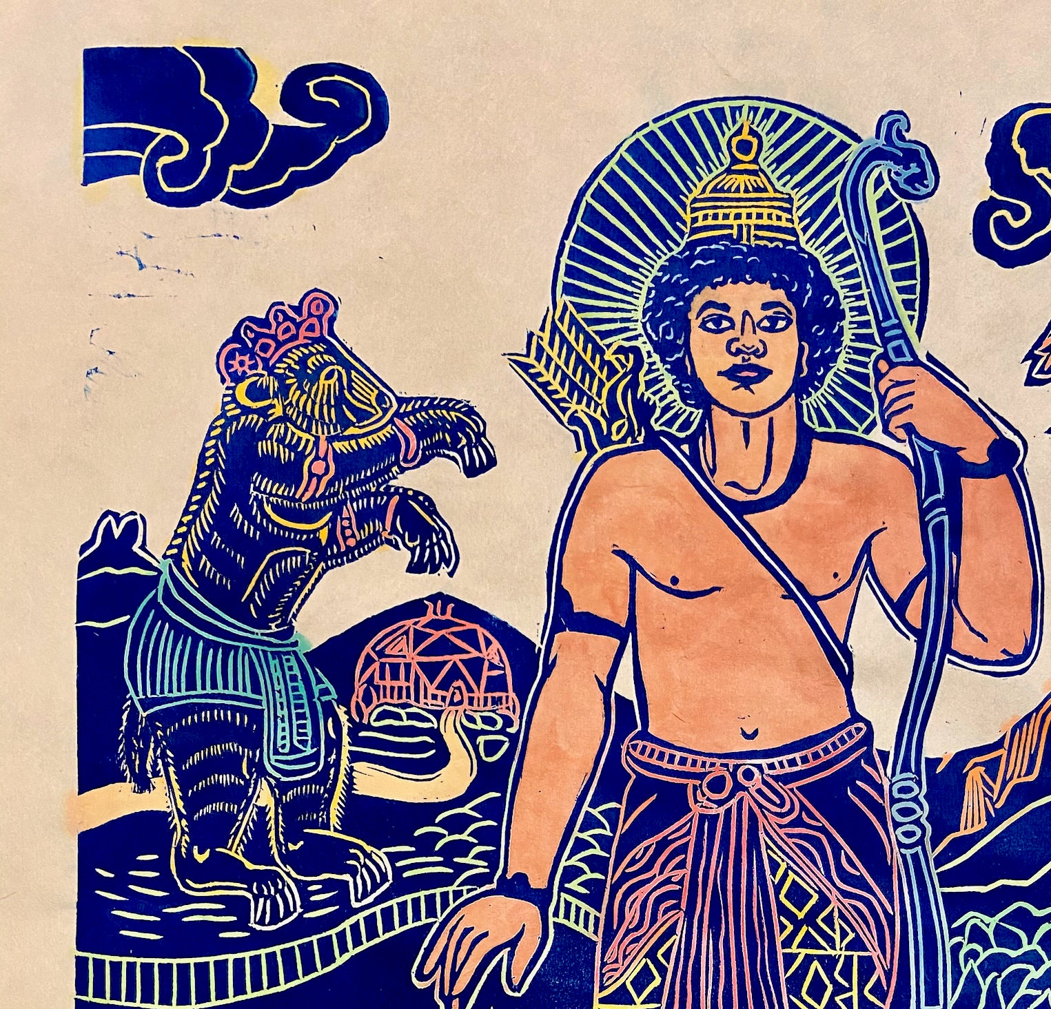 Ram y Hanuman con Jambhavan pintado a mano Ram Hanuman | Etsy