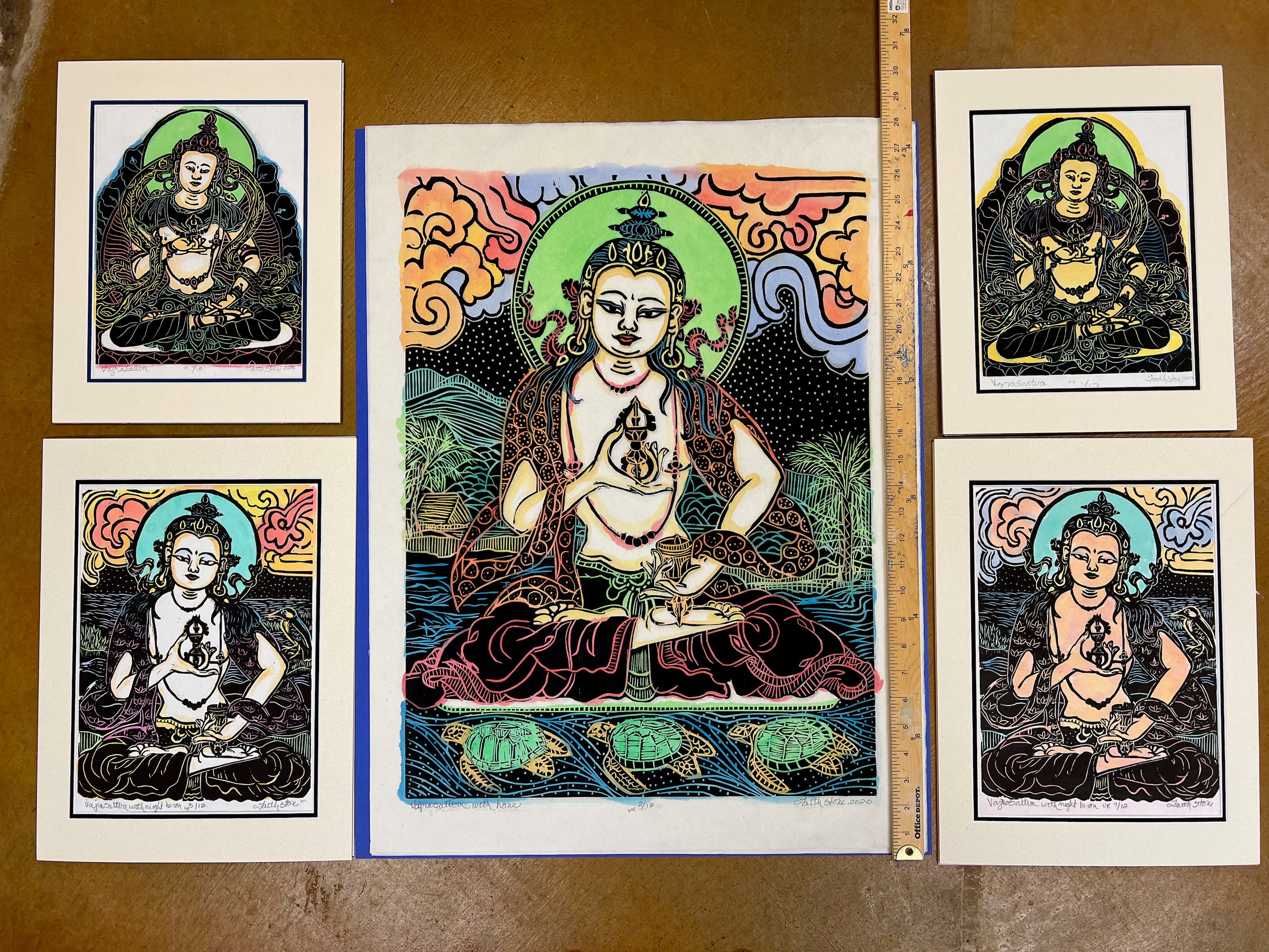 Vajrasattva Woodblock Print: Hawaiian Sea Turtles Mokuhanga Art - Etsy
