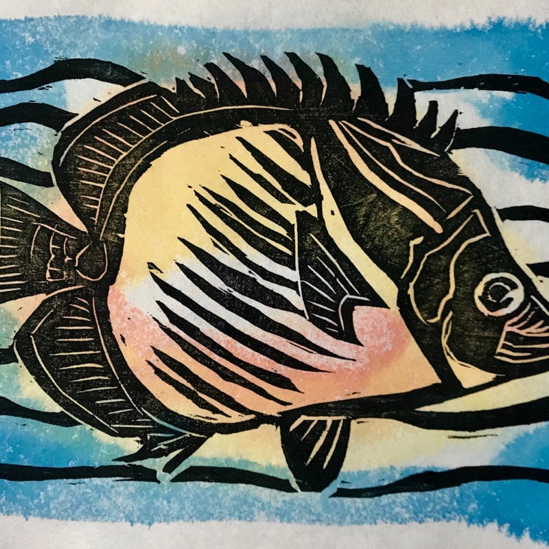 Fish Woodblock Print - Etsy