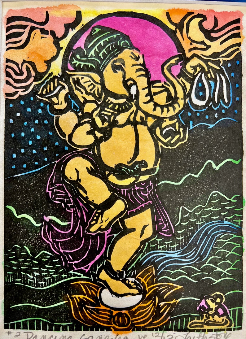 Dancing Ganesha Woodblock Print: Japanese Mokuhanga Art (8x10) - Etsy