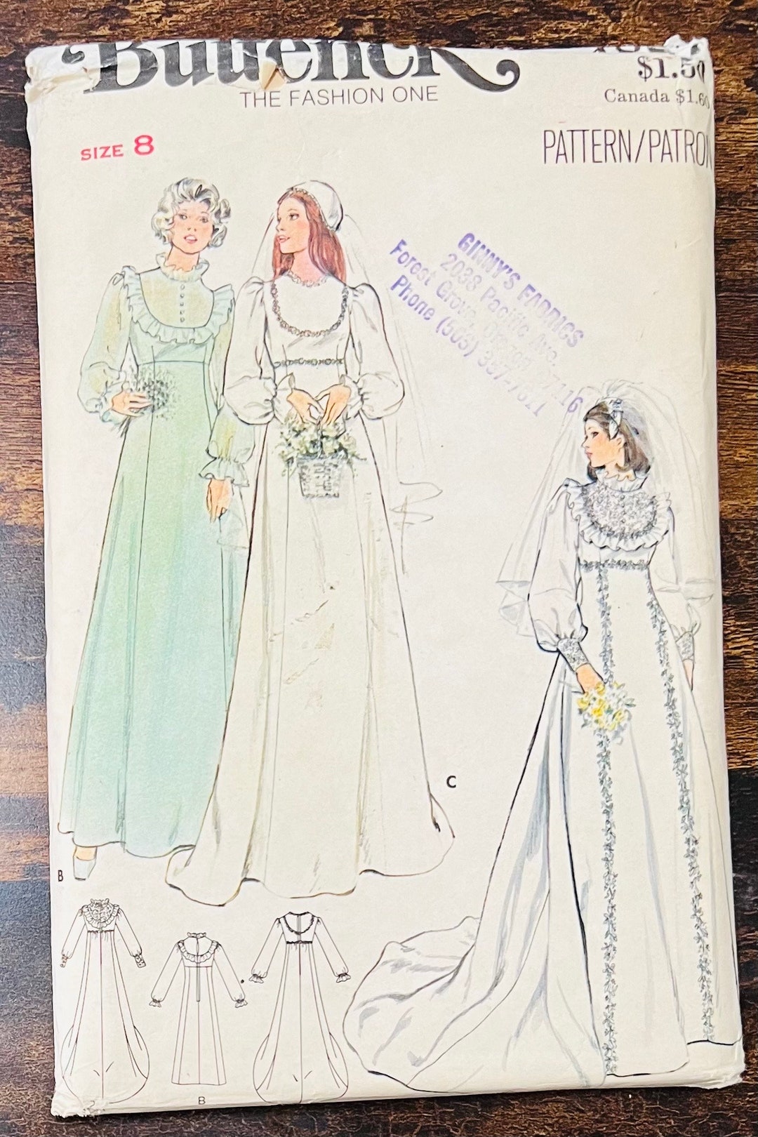 Butterick 4887 / 1970s Wedding Gown and Bridesmaid Dress With Empire ...