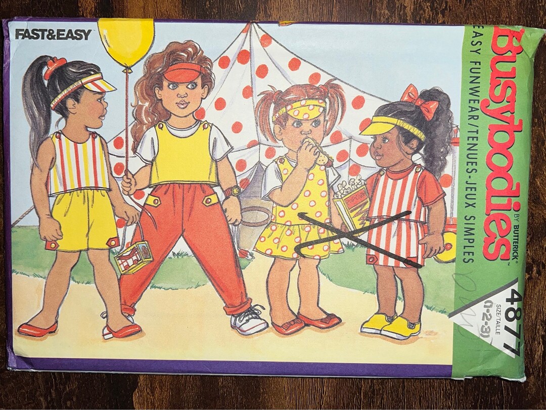 Busybodies by Butterick 4877 / 1990s Toddler/girls' Top, Dress, Pants ...