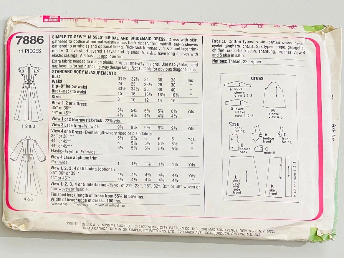 Simplicity 7886 / 1970s Ladies Boho Style Wedding Gown and Bridesmaids ...