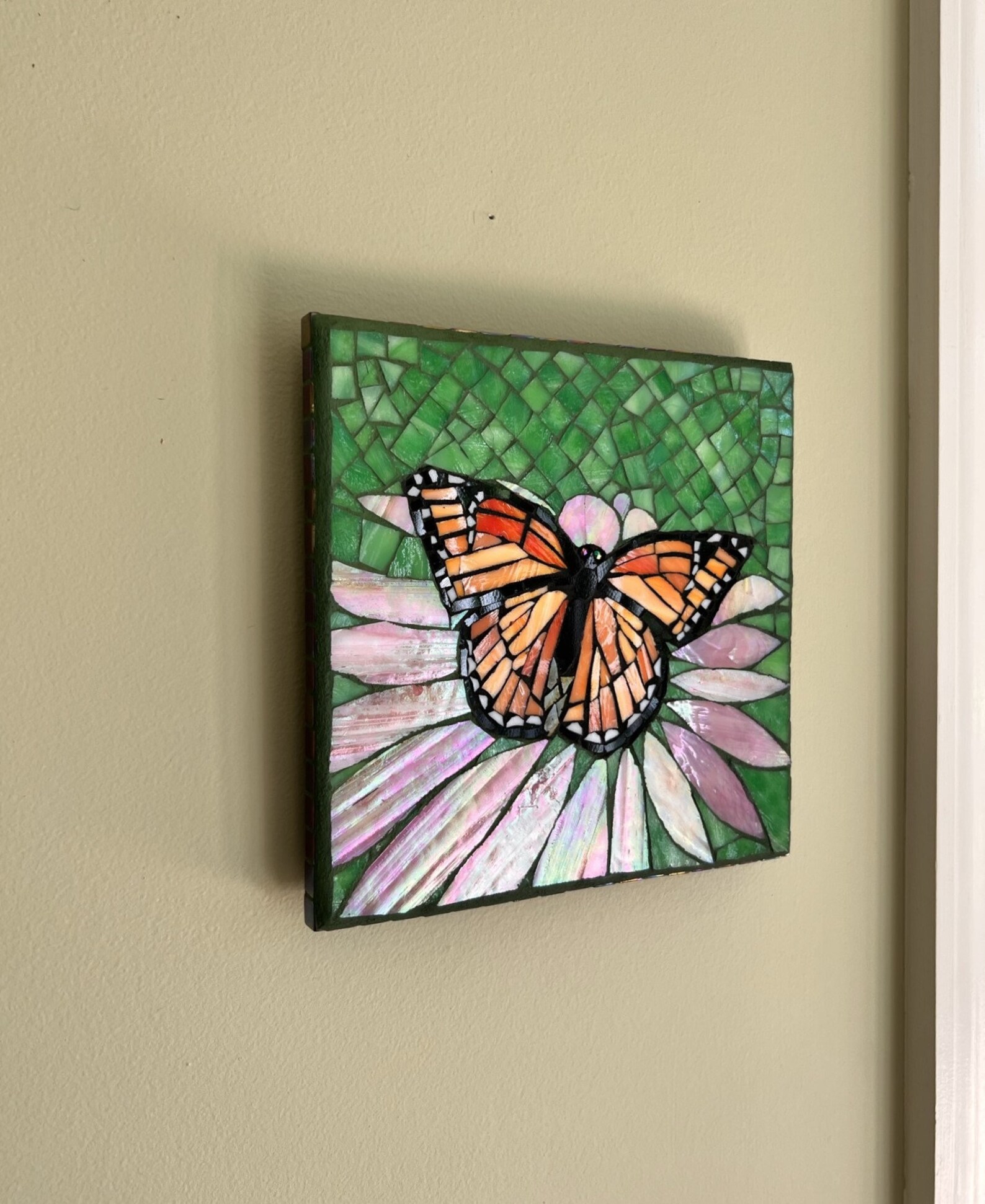 Glorious Monarch Butterfly on Pink Coneflower Mosaic Wall Art - Etsy