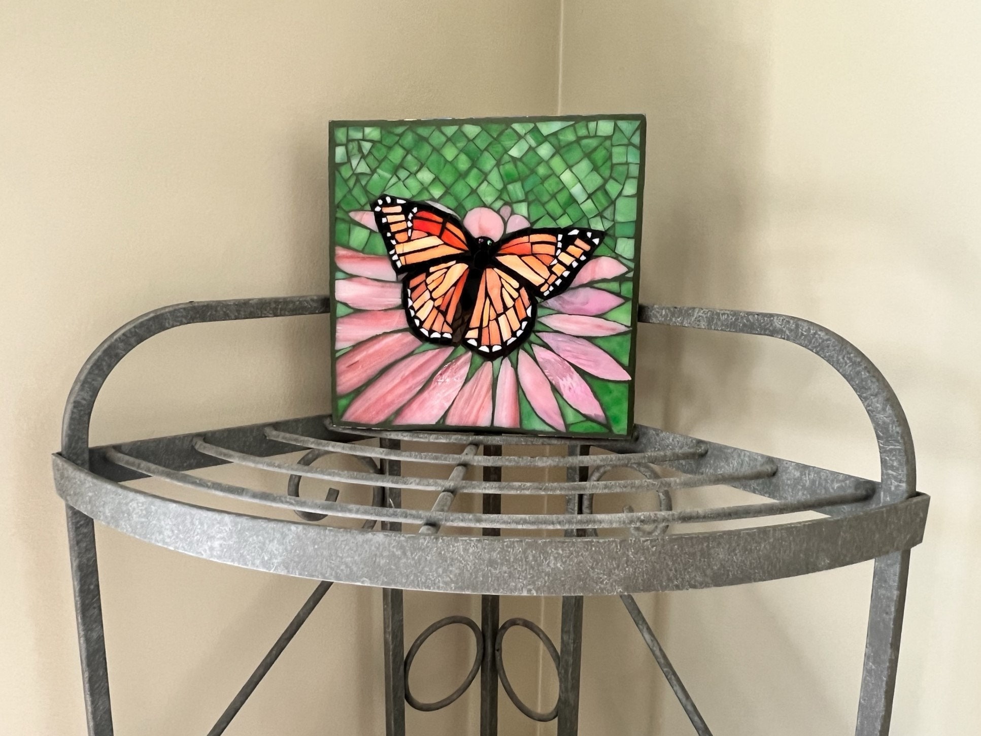 Glorious Monarch Butterfly on Pink Coneflower Mosaic Wall Art - Etsy