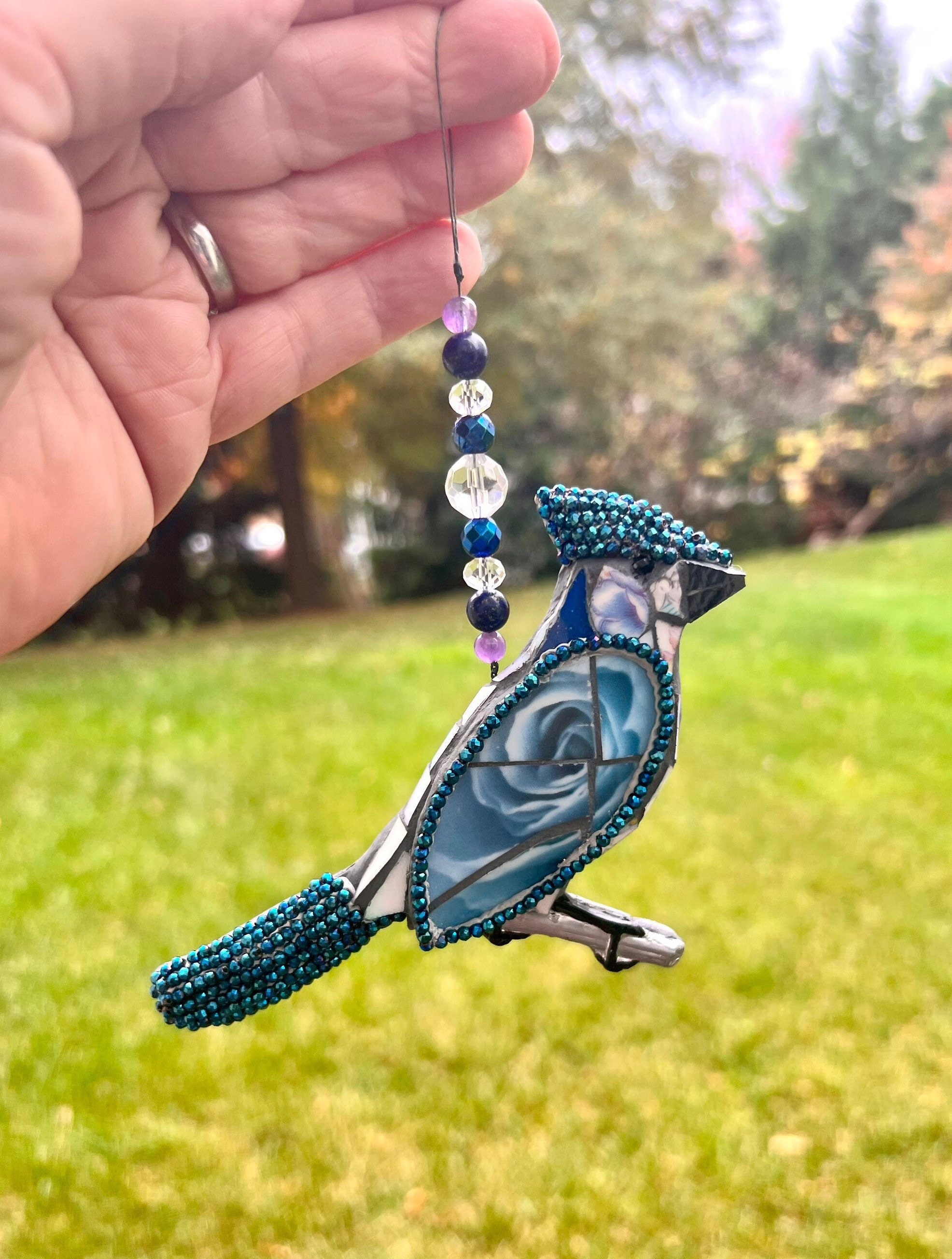 Unique BLUE JAY Two Sided Blue Jay Mosaic Ornament - Etsy