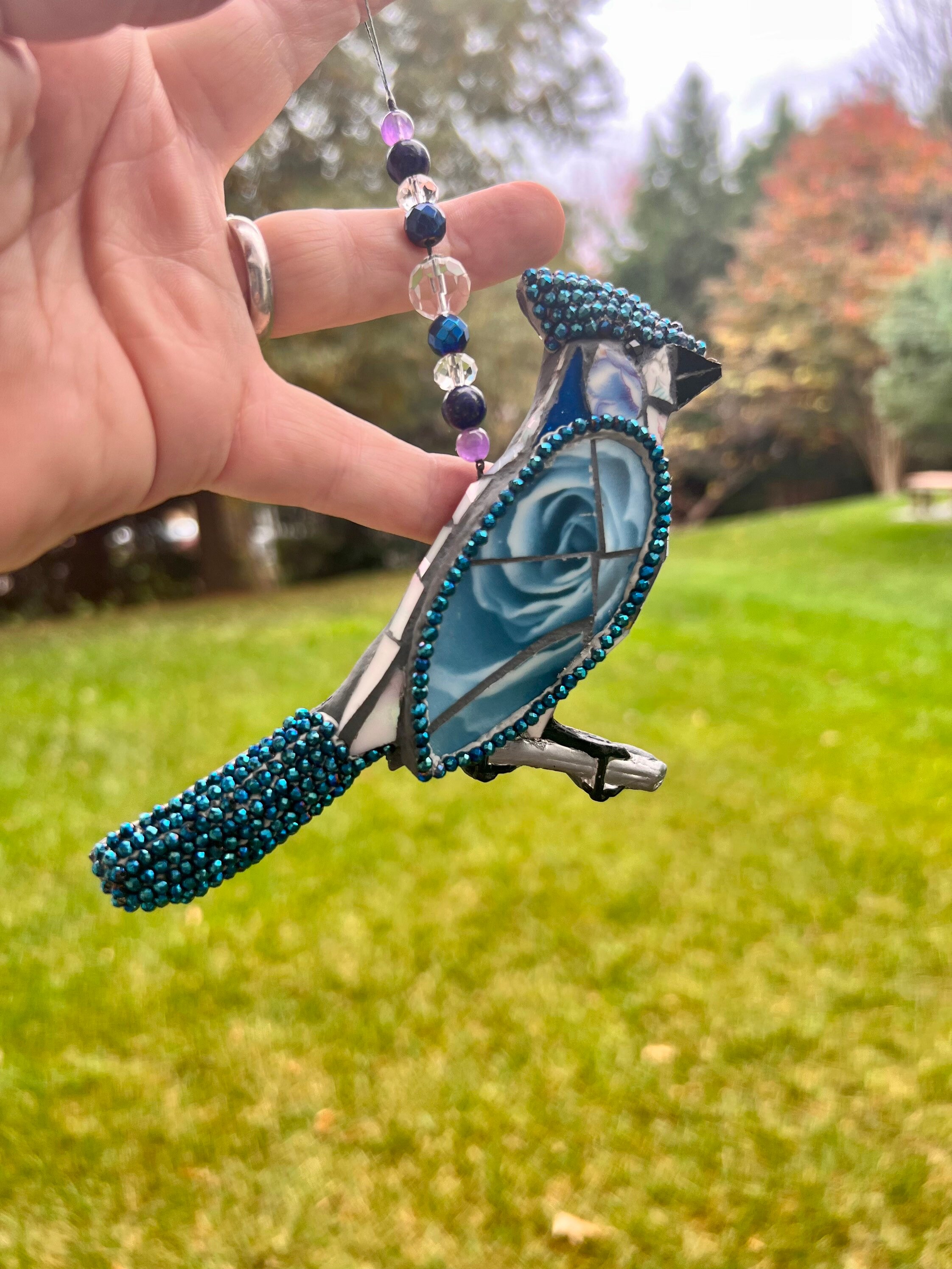 Unique BLUE JAY Two Sided Blue Jay Mosaic Ornament - Etsy
