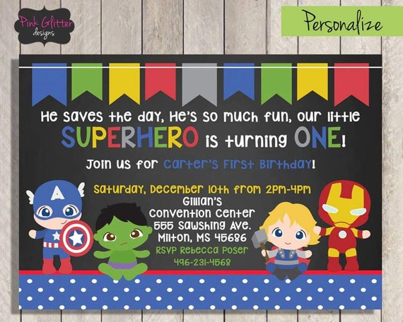 Invitations & Announcements Paper & Party Supplies Superhero Birthday ...