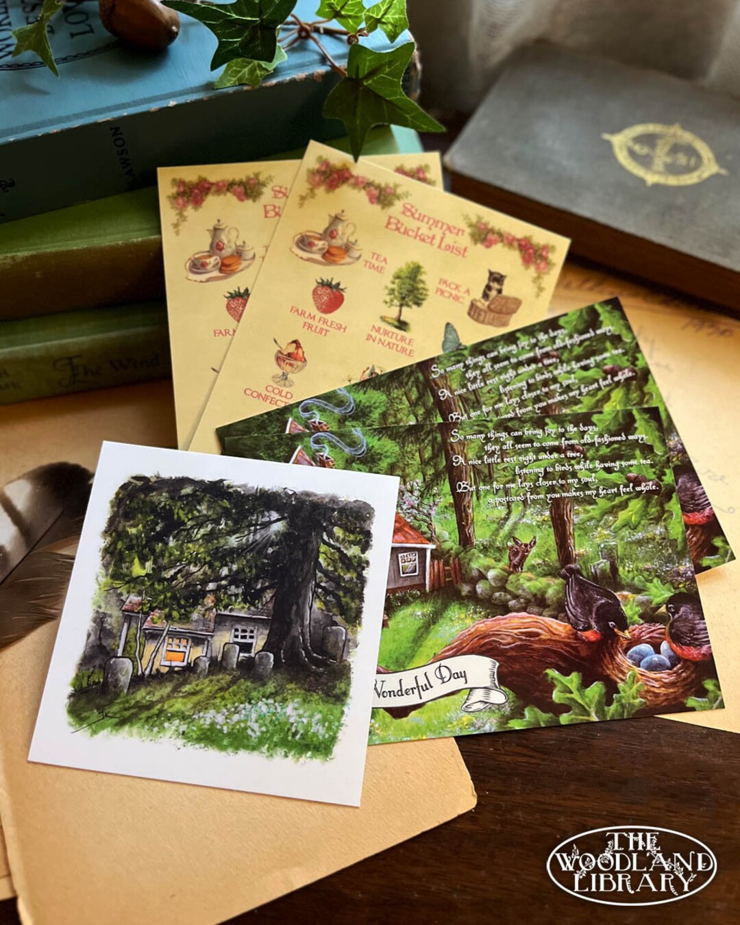 Summer Art Bundle. Cottage Mini Print. Postcards for Vintage Summer ...