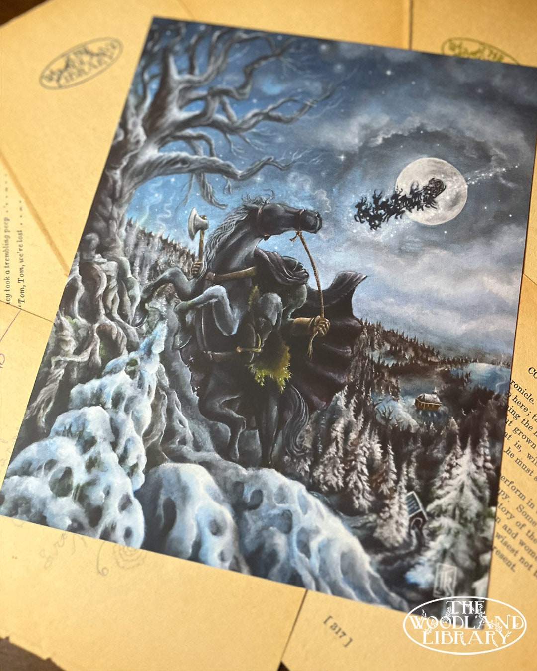 Creepy Christmas Art Print: Santa Claus & Headless Horseman - 8x10 ...