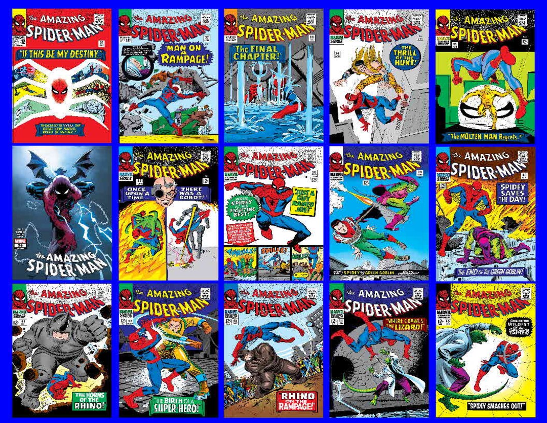 Spiderman Vintage Comic Book Set 3, Set 3 of 3 Sets, #31 to #45 Magnets ...