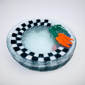 Vintage Peggy Karr Checkerboard Plates ~ Vegetable Dinner Bread Salad ...