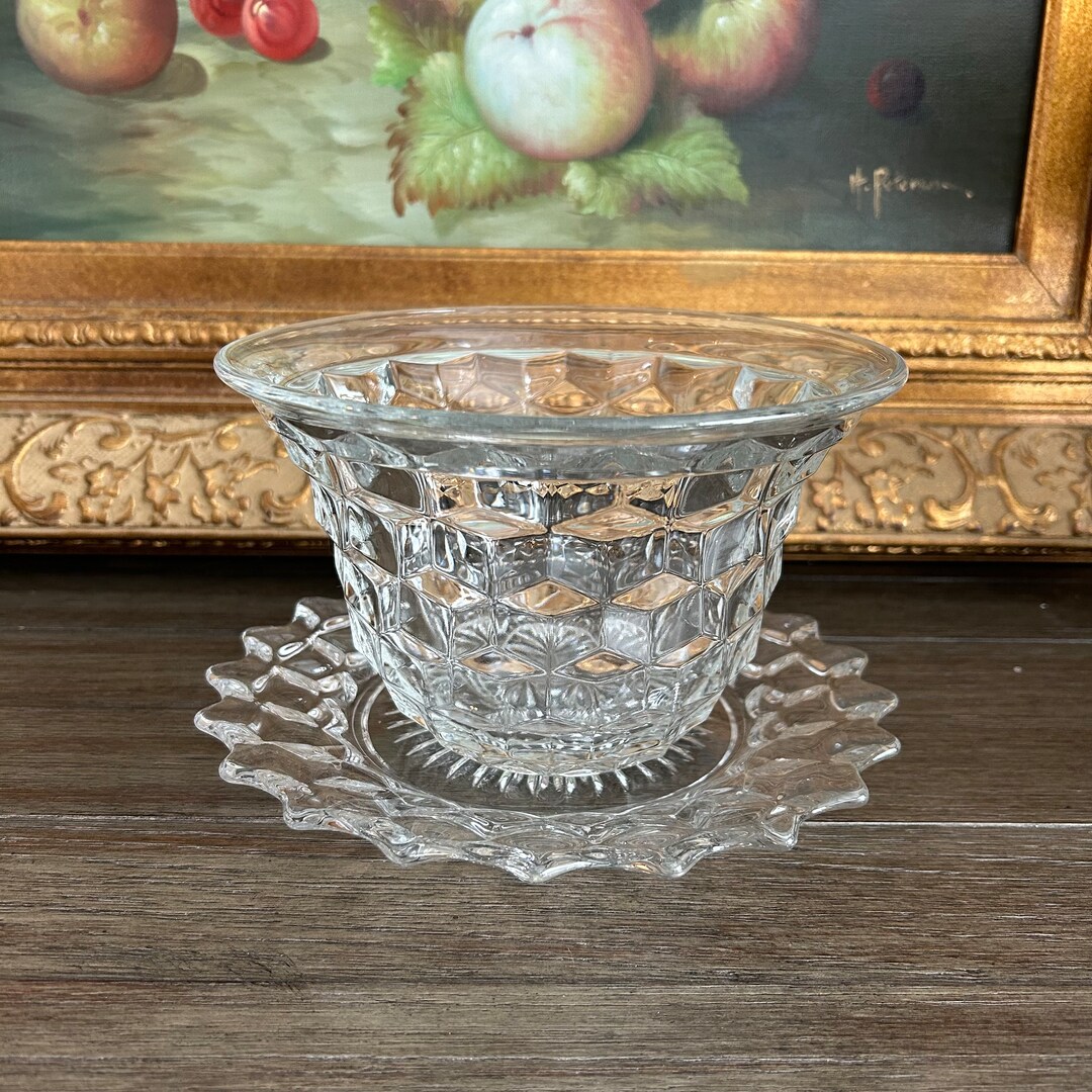 Vintage Fostoria Cubist American Cube Clear Glass Flared Edge Bowl ...