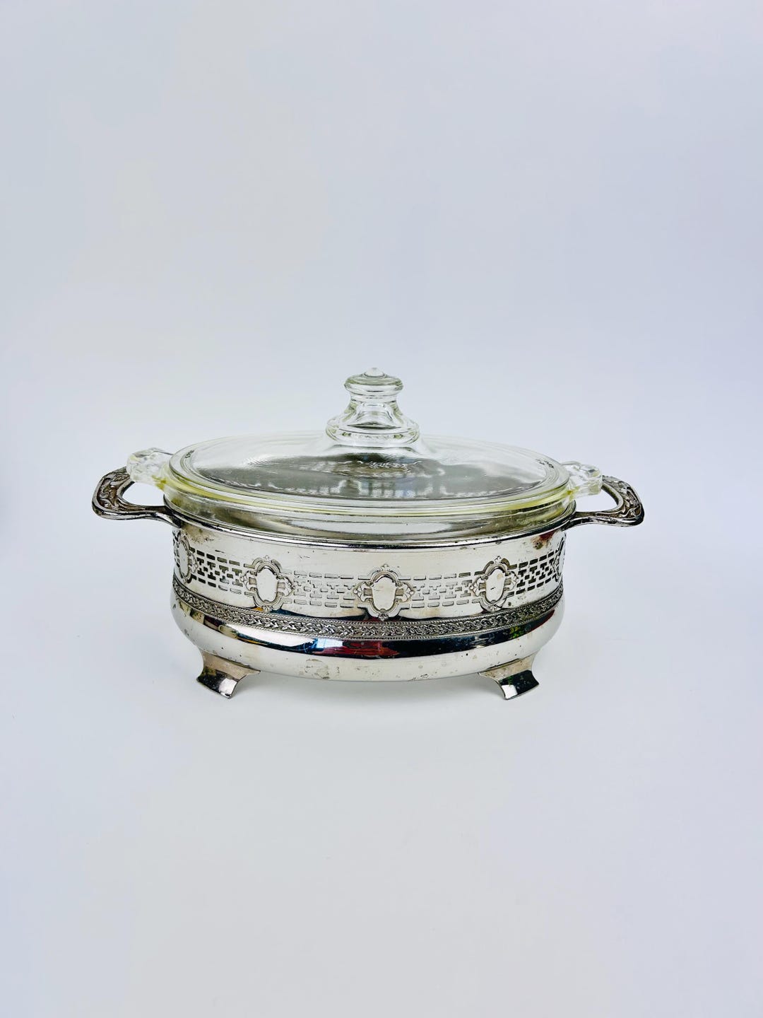 Vintage Pyrex Glass Oval Covered Casserole ~ Antique Clear Pyrex ...