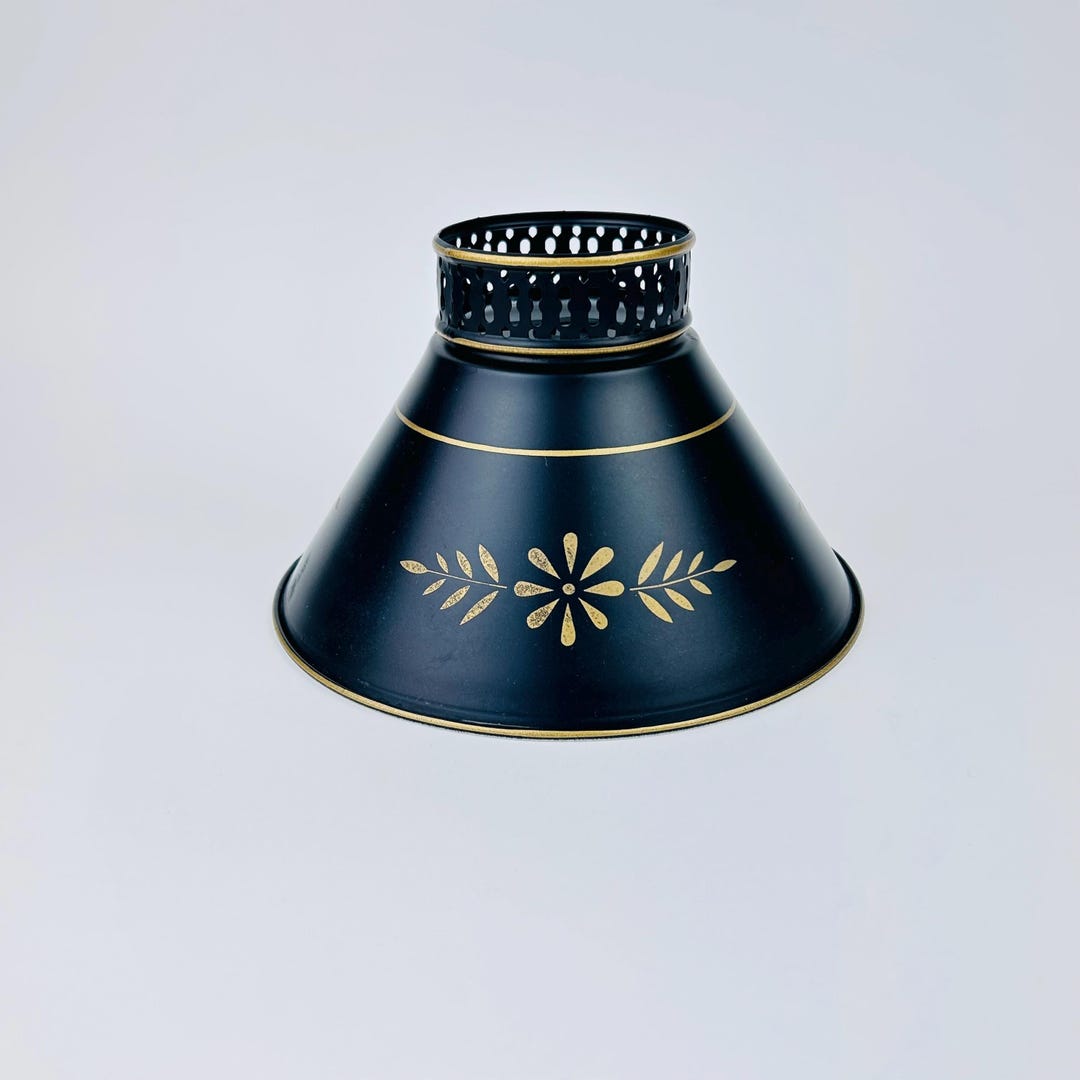 Vintage Black Metal Lamp Shade Tole Toleware Empire Lamp Shade - Etsy