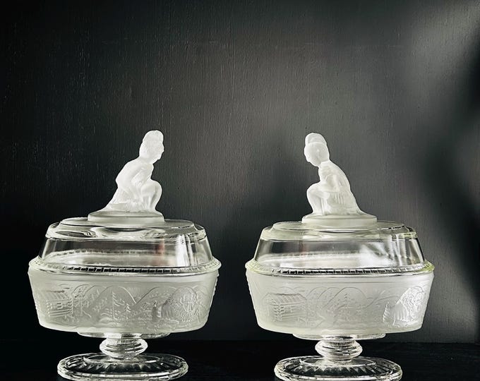Antique Gillinder & Sons Westward Ho Covered Compote Candy Dish ...