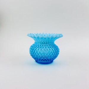 Vintage 1940s Fenton Hobnail Blue Opalescent Ruffled Vase Fenton Double ...