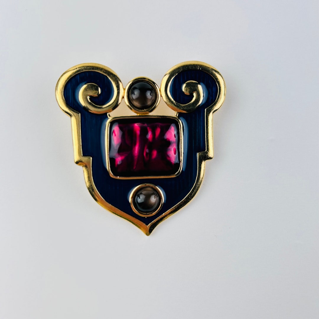 Vintage Yves Saint Laurent YSL Enamel Coat of Arms Scandinavia Shield ...